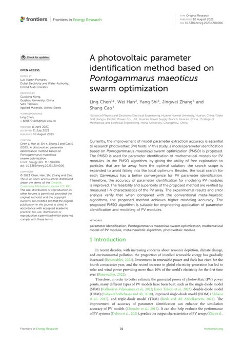 Pdf A Photovoltaic Parameter Identification Method Based On