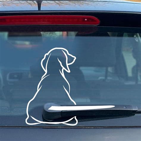 White Funny Dog Moving Tail Decal Dog Windshield Wiper