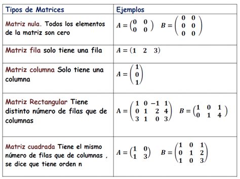 Tipos De Matrices Profesor10demates