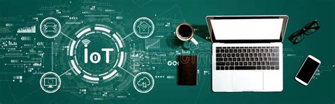 Iot Theme With A Laptop Computer Stock Image Image Of Notebook