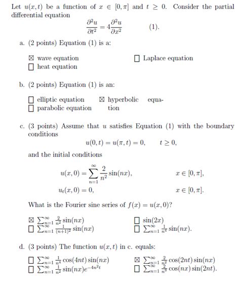 Solved Let U X T Be A Function Of X [0 1] And T 0