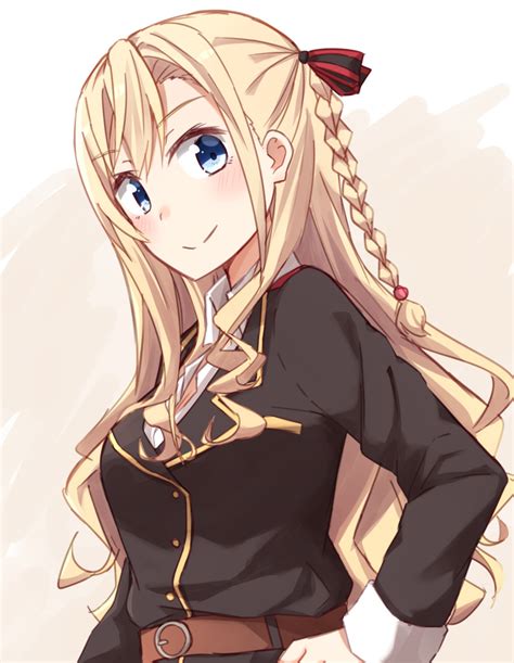 Safebooru 1girl Bangs Black Bow Black Jacket Blonde Hair Blue Eyes
