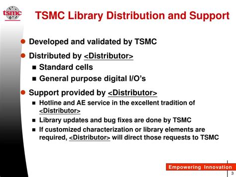 Ppt Tsmc Libraries Advanced Technology Standard Cells Industry Standard I Os Powerpoint