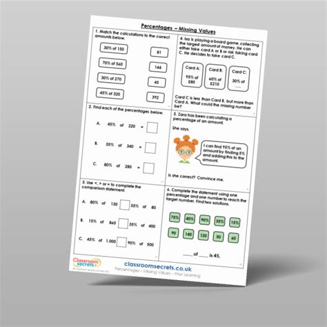 Year 6 Percentages Missing Values Prior Learning Resource Classroom