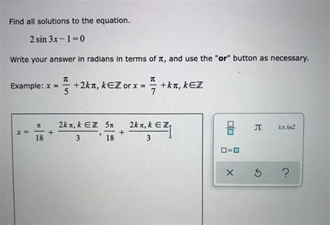 Solved Find All Solutions To The Equation 2 Sin 3x 1 0