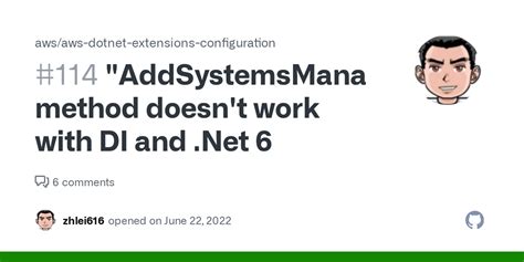 Addsystemsmanager Method Doesnt Work With Di And Net 6 · Issue 114 · Awsaws Dotnet