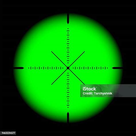 무기 야간 시력 저격 소총 광학 범위 십자선이있는 사냥 총 뷰파인더 조준 촬영 마크 기호 군사 대상 표지판 실루엣 게임