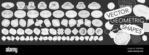 Set Stickers With Different Linear Form Inspired By Brutalism Distortion And Transformation Of