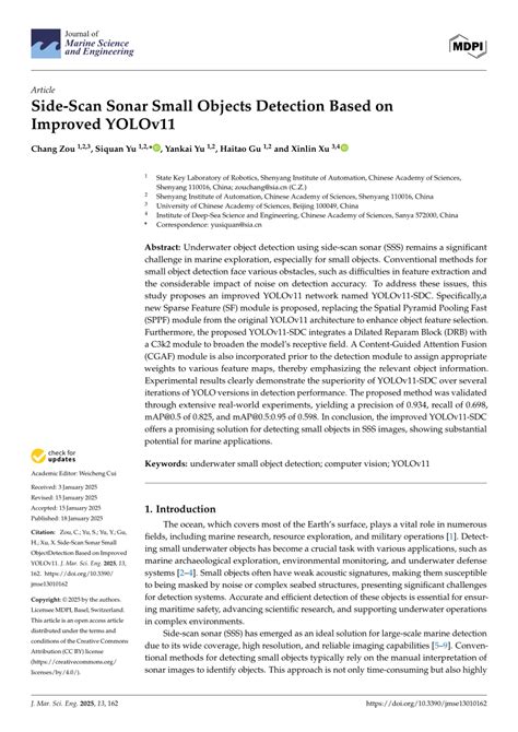 Pdf Side Scan Sonar Small Objects Detection Based On Improved Yolov11