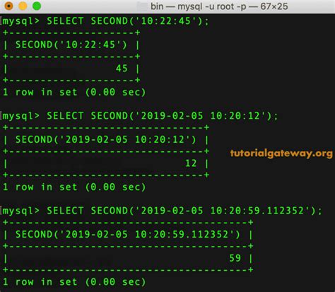 Mysql Second Function