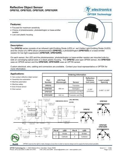 Opb702 Optek Technology