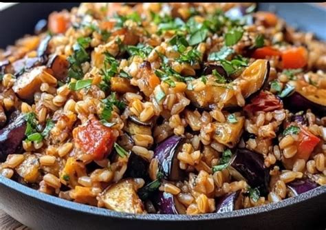 Smoky Eggplant And Farro Skillet Pleasecook