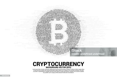 vector bit coin symbol with one and zero binary code digit matrix style stock illustration