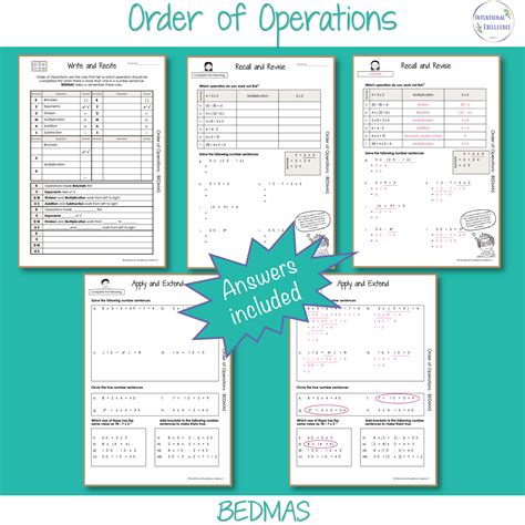 Bedmas Order Of Operations Worksheets Year 6 Math Australian Teachers