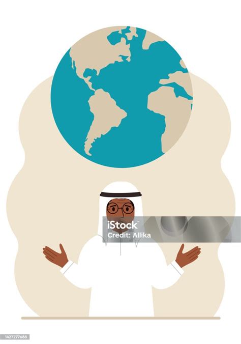 남자는 팔을 벌렸고 행성 지구는 그의 머리 위에 있습니다 지구의 날 휴일 개념 지구 절약 에너지 절약 지구 온난화 또는 기후 변화 구에 대한 스톡 벡터 아트 및 기타 이미지