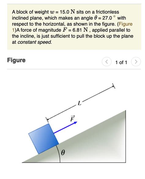 solved a block of weight w 15 0 n sits on a frictionless inclined