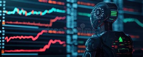 Ai Robot Analyzing Stock Market Data Futuristic Finance Technology Stock Illustration