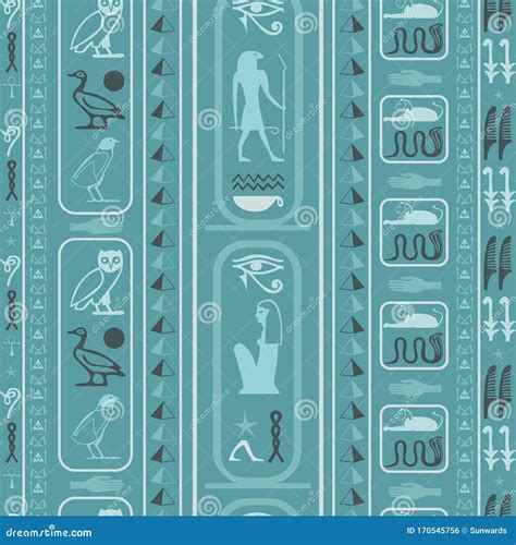 Hieroglyph Egypt Writing Ethnical Seamless Pattern Stock Vector Illustration Of Language
