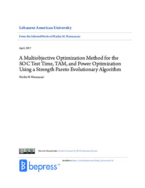 Pdf A Multiobjective Optimization Method For The Soc Test Time Tam