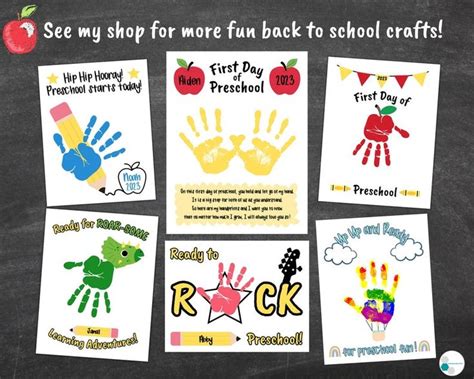 Preschool First Day Handprint Craft Back To School Handprint Art