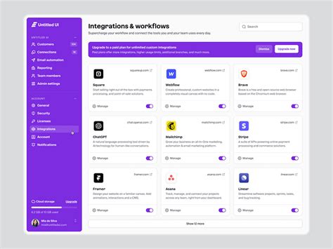 integrations and workflows settings — untitled ui by jordan hughes® on dribbble