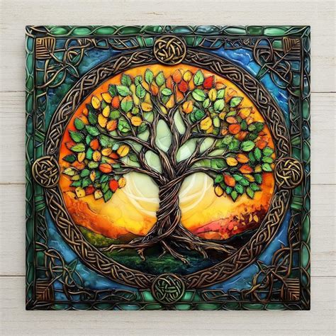 Celtic Tree Of Life Ceramic Art Tile Irish Heritage Decor Celtic Home