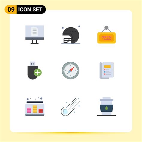 Stock Vector Icon Pack Of 9 Line Signs And Symbols For Direction Stick Board Hardware Computers