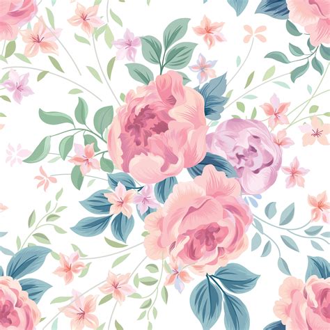 Floral Seamless Pattern Flower Rose White Background Flourish Wallpaper With Flowers 589106