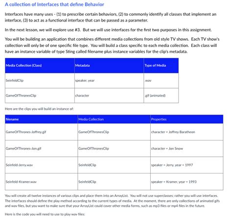 Solved A Collection Of Interfaces That Define Behavior Chegg Com