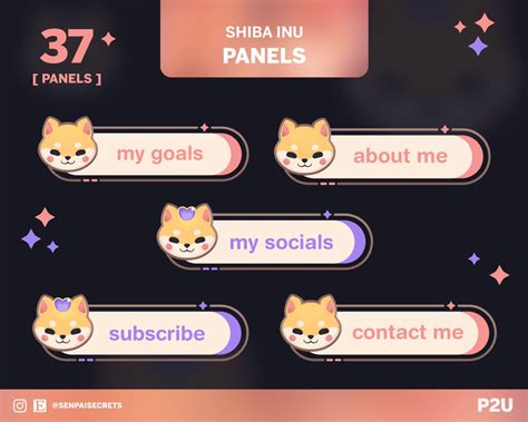 Cute Shiba Inu Twitch Panels Purple And Coral Stream Decoration
