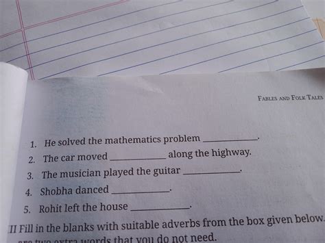 Fill In The Blanks With Suitable Adverbs He Solved The Mathematics Prob