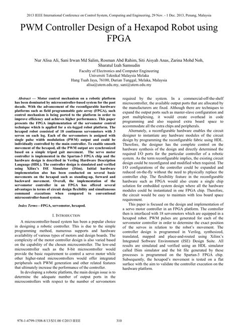 Pdf Pwm Controller Design Of A Hexapod Robot Using Fpga