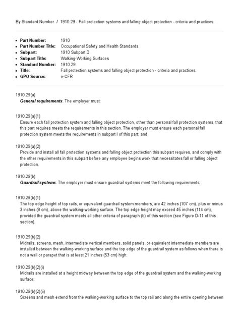 1910 29 Fall Protection Systems And Falling Object Protection Criteria And Practices