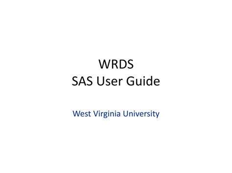 Ppt Wrds Sas User Guide Powerpoint Presentation Free Download Id755988