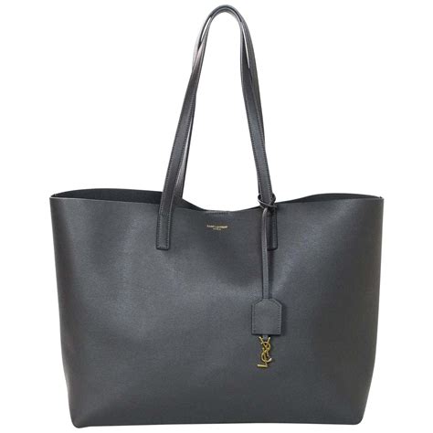 Yves Saint Laurent Storm Grey Leather Tote Bag W Ysl Clochette And
