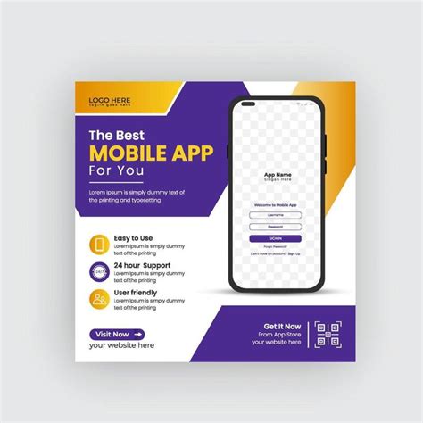 Mobile App Promotion Social Media Post And Web Banner Design
