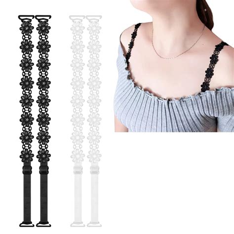 Buy Sichumaria 2 Pairs Lace Flower Bra Straps Adjustable Non Slip Bra