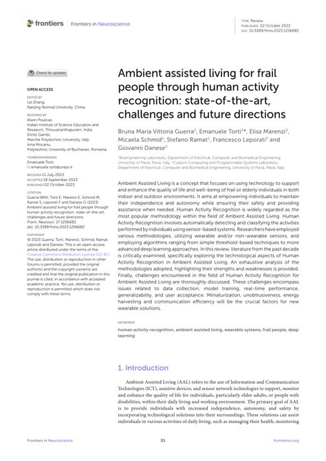 Pdf Ambient Assisted Living For Frail People Through Human Activity