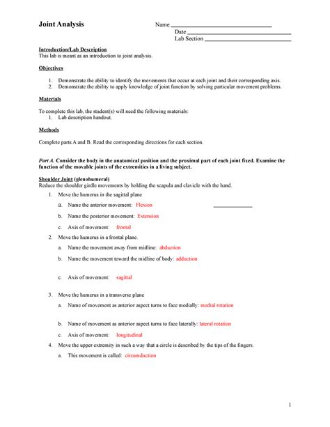 Lab 1 Joint Analysis 1 Lab 1 A Date Lab Section Introductionlab