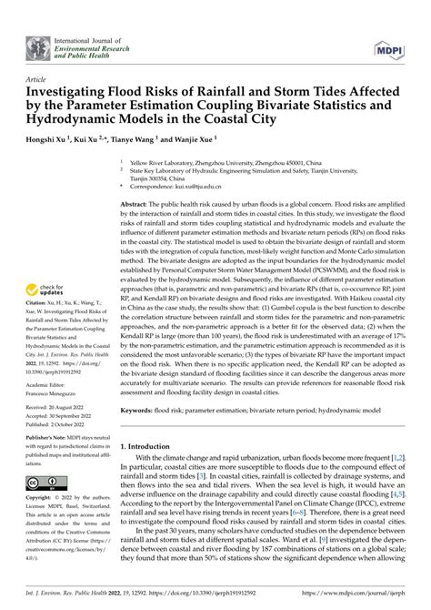 PDF Investigating Flood Risks Of Rainfall And Storm Tides Affected By The Parameter Estimation