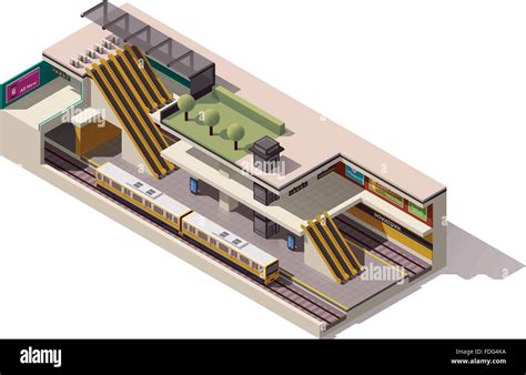 Vector Isometric Subway Station Cross Section Stock Vector Image And Art