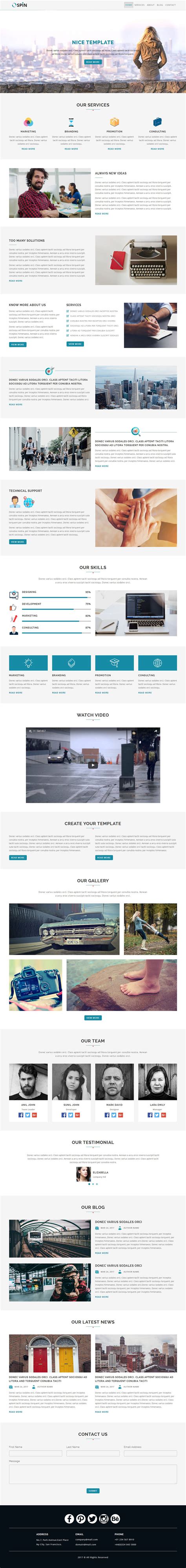 spin multipurpose responsive one page html template by fourdinos
