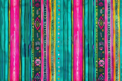 Ethnic Mexican Tribal Pattern With Colorful Stripes Hispanic Heritage