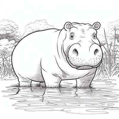 Printable Hippopotamus Coloring Pages