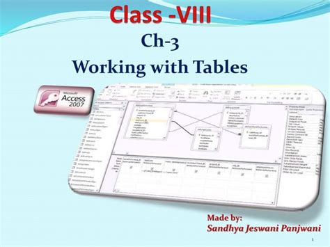 Class Viii Ch 3 Working With Tables Pptx Databases Computer Software And Applications