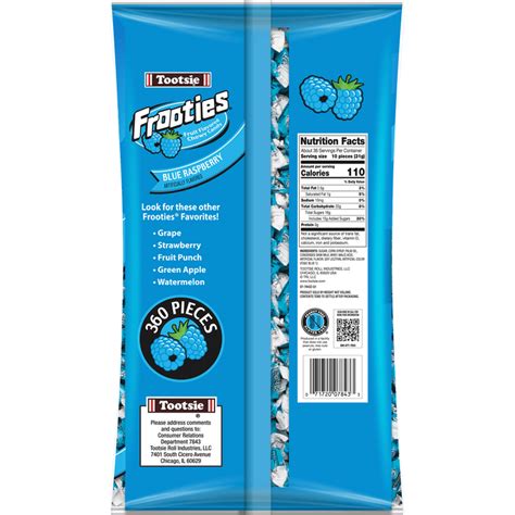 Frooties Blue Raspberry Chewy Candy 388 Oz 360 Ct Bag Tootsie Roll