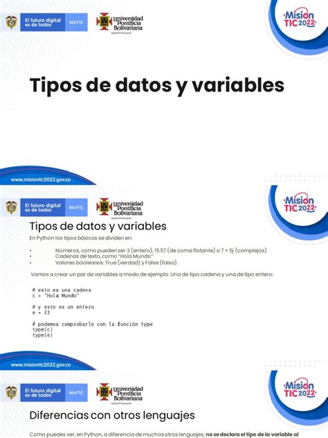 Tipos De Datos Y Variables Pdf Tipo De Datos Python Lenguaje De Programación