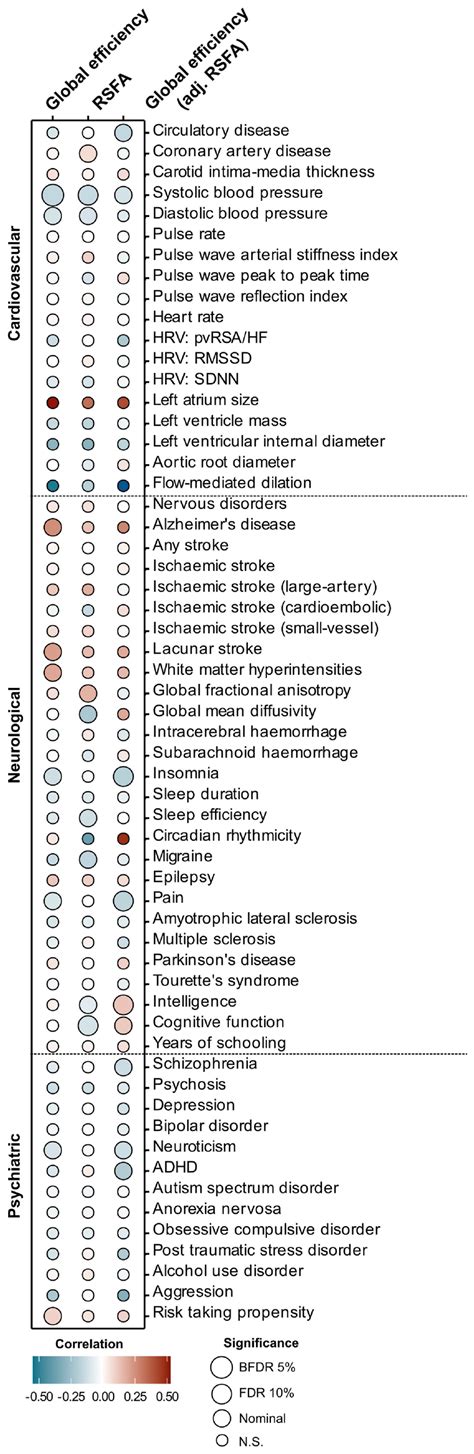 Bubbleplot For Genetic Correlations Between Global Efficiency Resting
