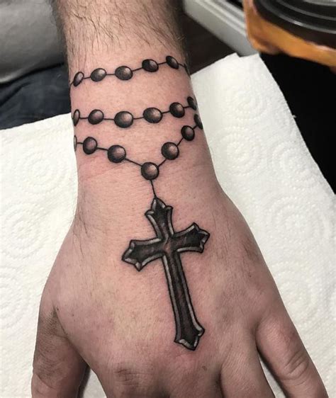 Rosary Around Wrist Tattoo