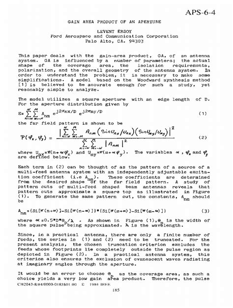 Gain Area Product Of An Aperture Ieee Conference Publication Ieee Xplore